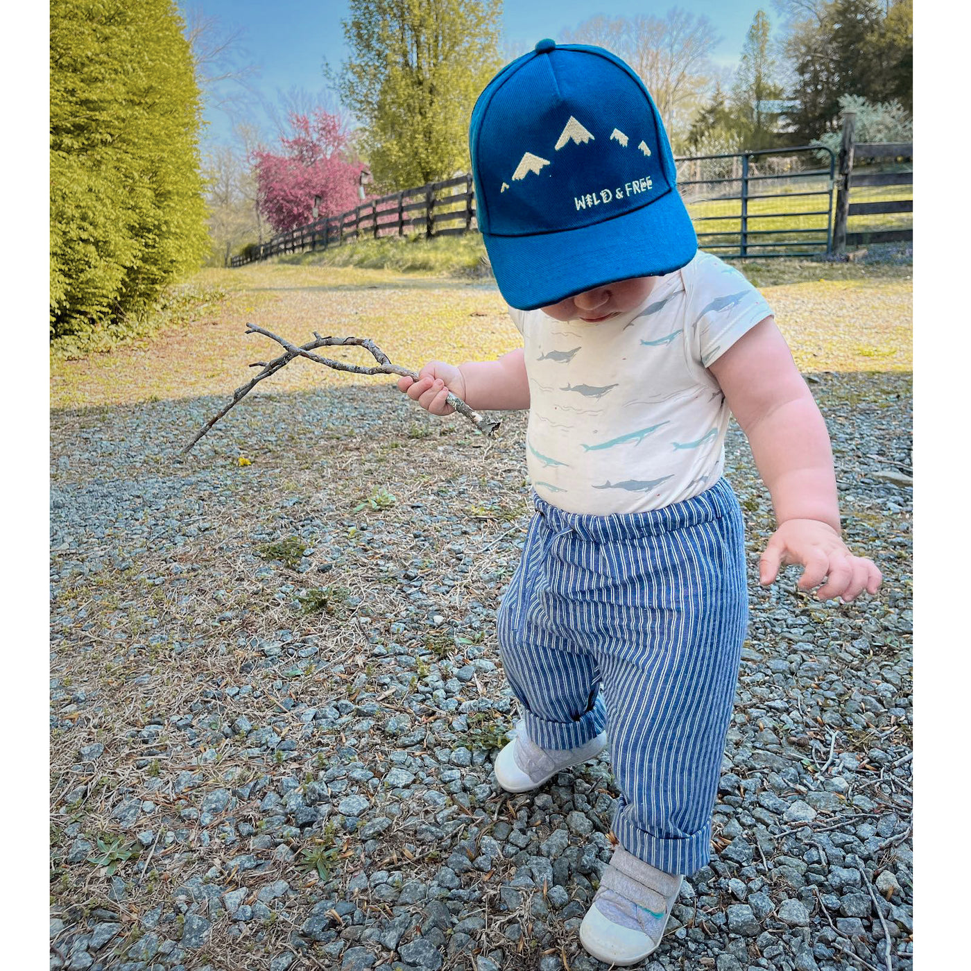 Classic Blue Engineer Stripe Baby Toddler Grow Pants