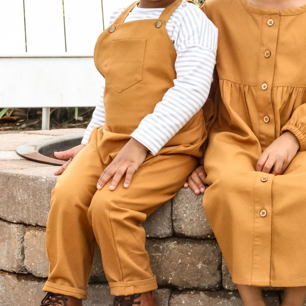 Organic Unisex Expandable Baby + Toddler Overalls Caramel Twill